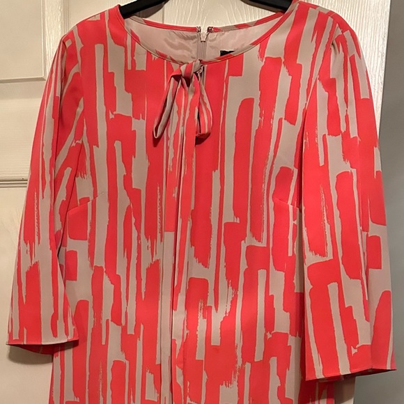 Tahari | Dresses | Tahari Dress Tan Neon Orange Armpit To Armpit 2 ...